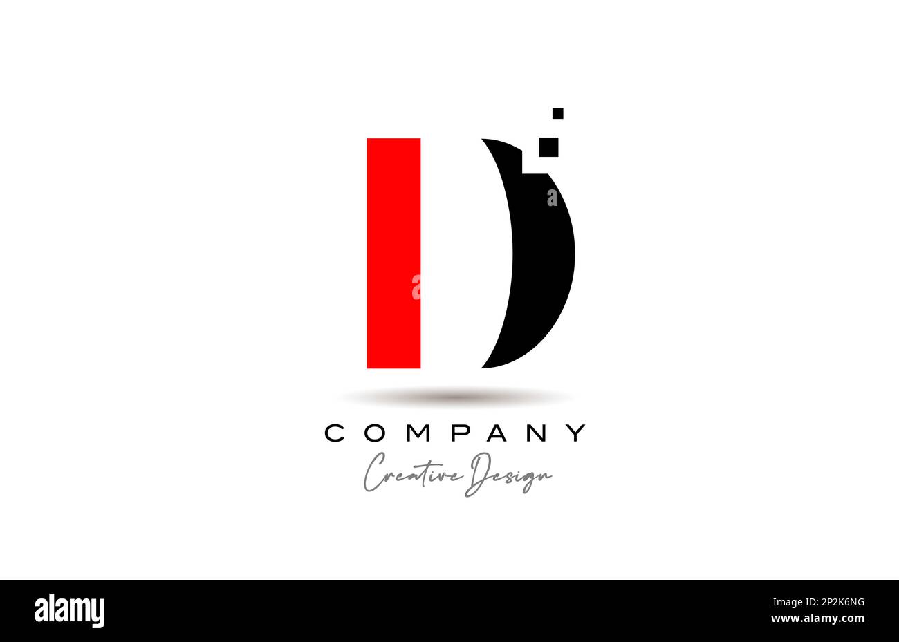 red black D alphabet letter logo icon design with dots. Creative ...