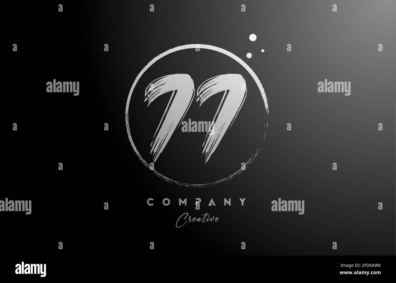 black white 77 number letter logo icon design with dots and circle ...