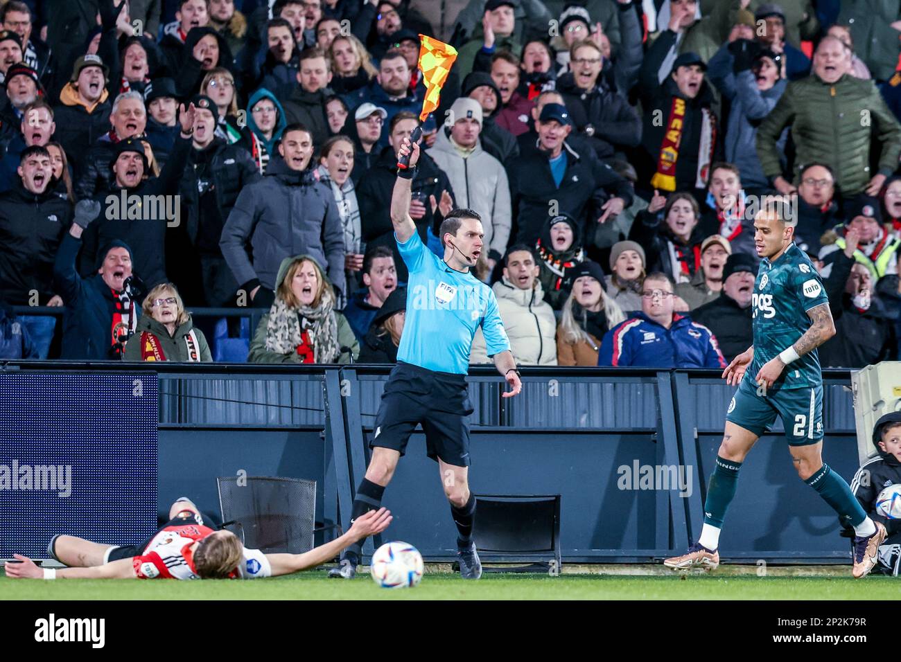 ROTTERDAM, NETHERLANDS - MARCH 4: assistant referee Dyon Fikkert during ...
