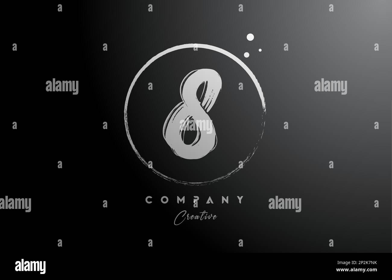 black white 8 number letter logo icon design with dots and circle ...