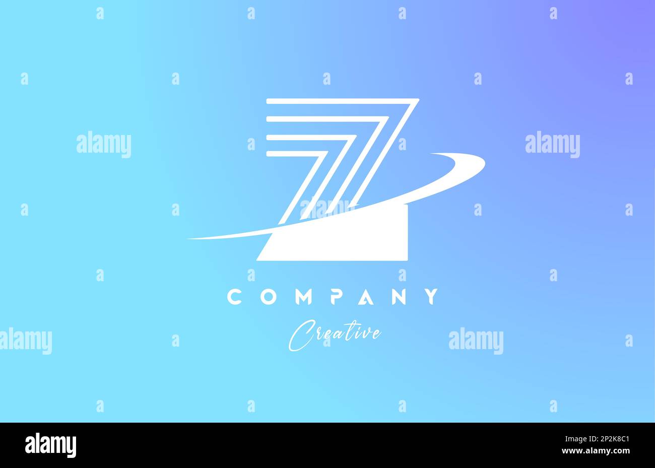 pastel color Z blue alphabet letter logo icon design with swoosh ...