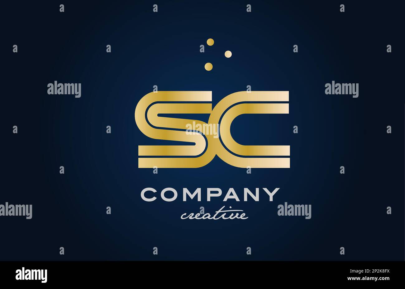 gold golden SC combination alphabet bold letter logo with dots. Joined ...