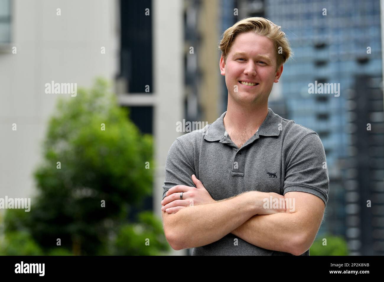Invertigro Horticulturalist Operations Lead Tom Shaw poses for a ...
