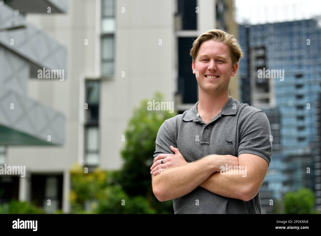 Invertigro Horticulturalist Operations Lead Tom Shaw poses for a ...