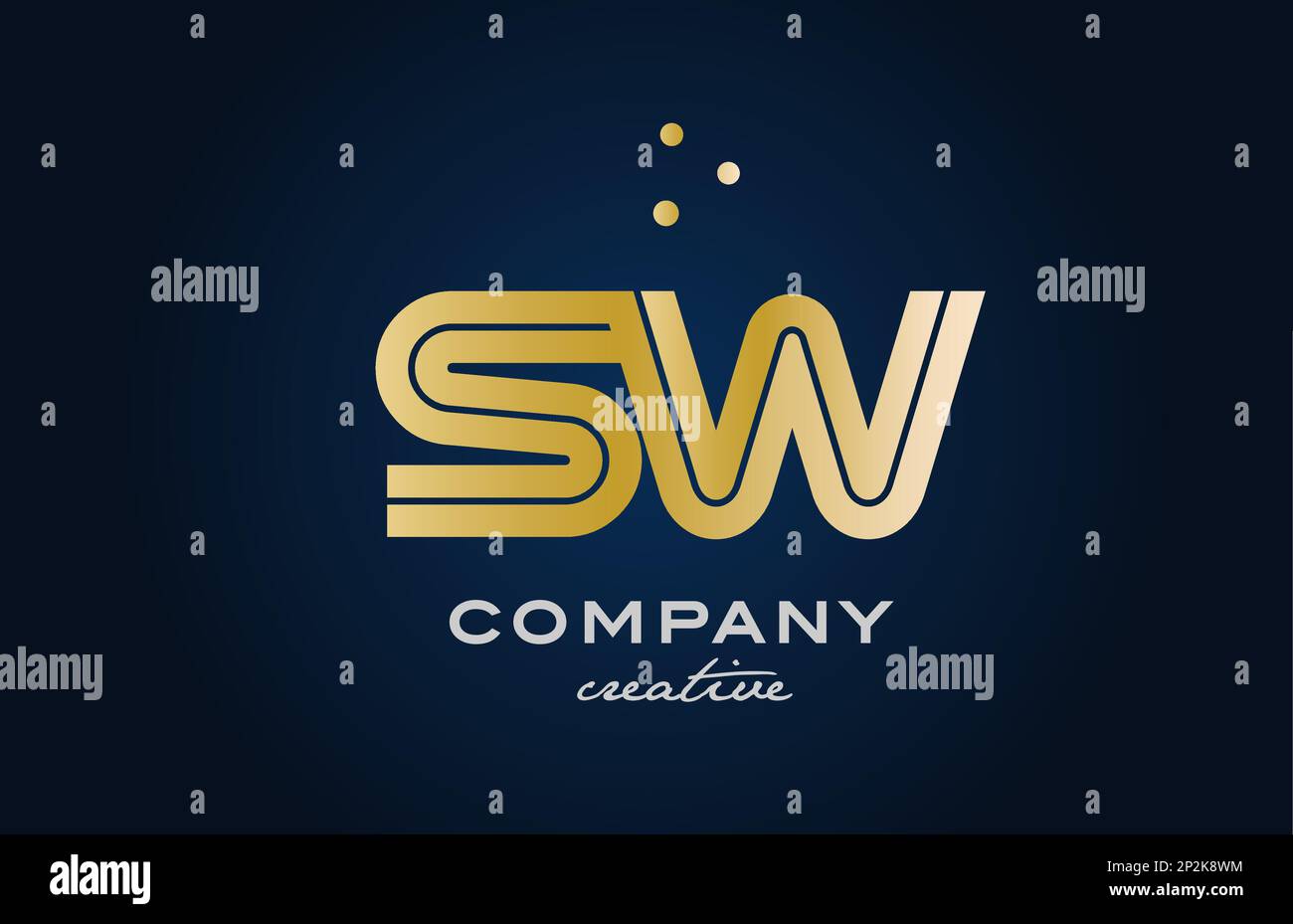 gold golden SW combination alphabet bold letter logo with dots. Joined ...