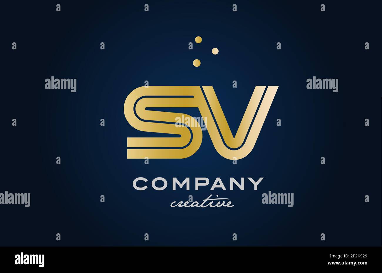 gold golden SV combination alphabet bold letter logo with dots. Joined ...