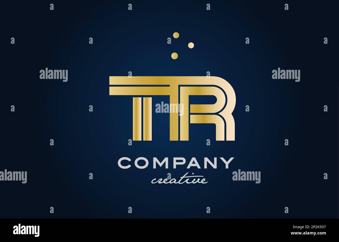 gold golden TR combination alphabet bold letter logo with dots. Joined ...