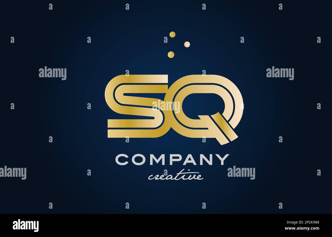 gold golden SQ combination alphabet bold letter logo with dots. Joined ...
