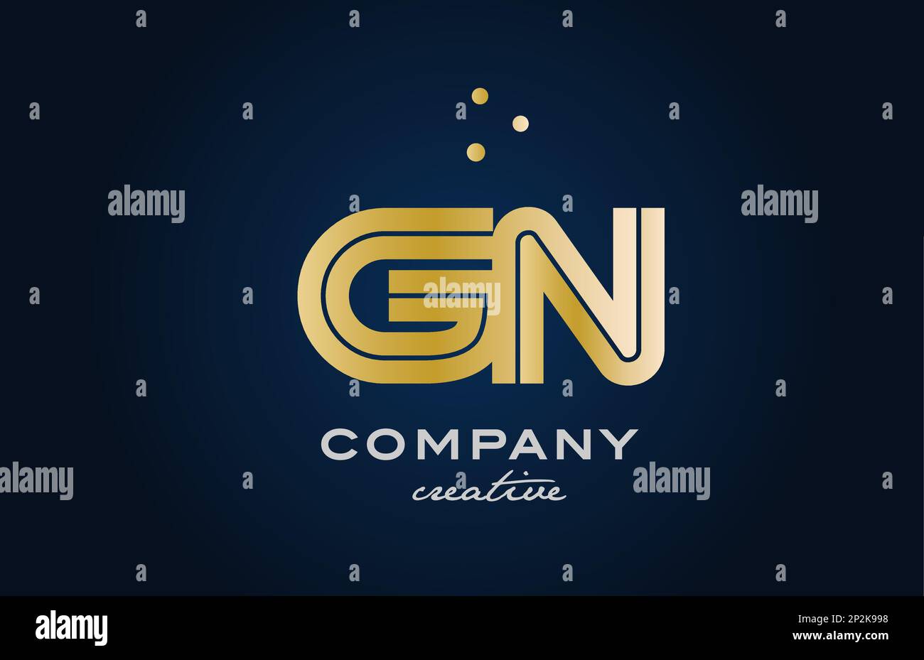 gold golden GN combination alphabet bold letter logo with dots. Joined ...