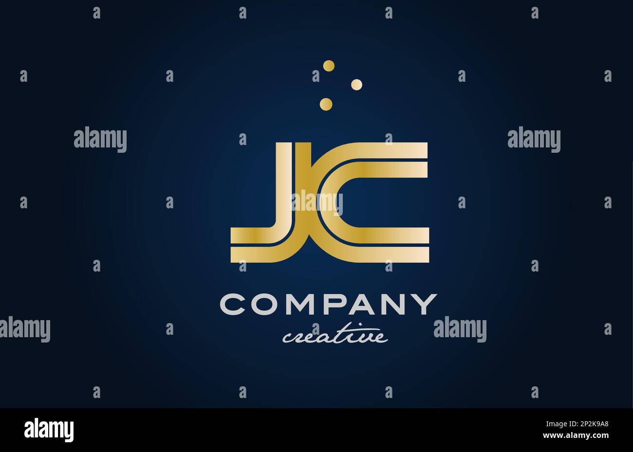 gold golden JC combination alphabet bold letter logo with dots. Joined ...