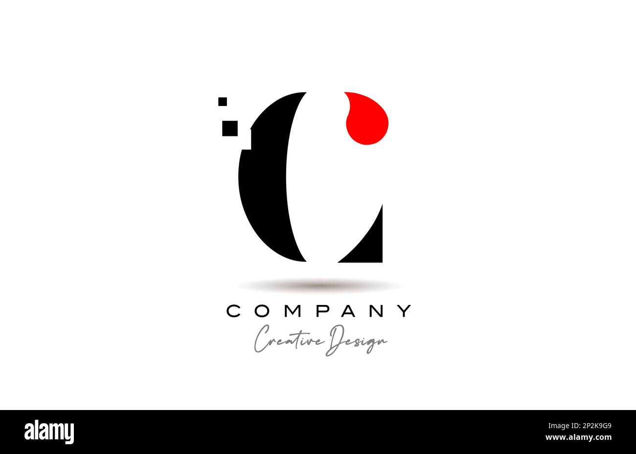 red black C alphabet letter logo icon design with dots. Creative ...