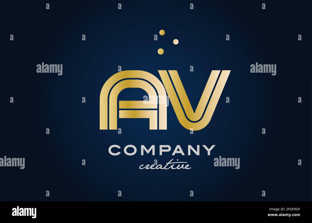 gold golden AV combination alphabet bold letter logo with dots. Joined ...
