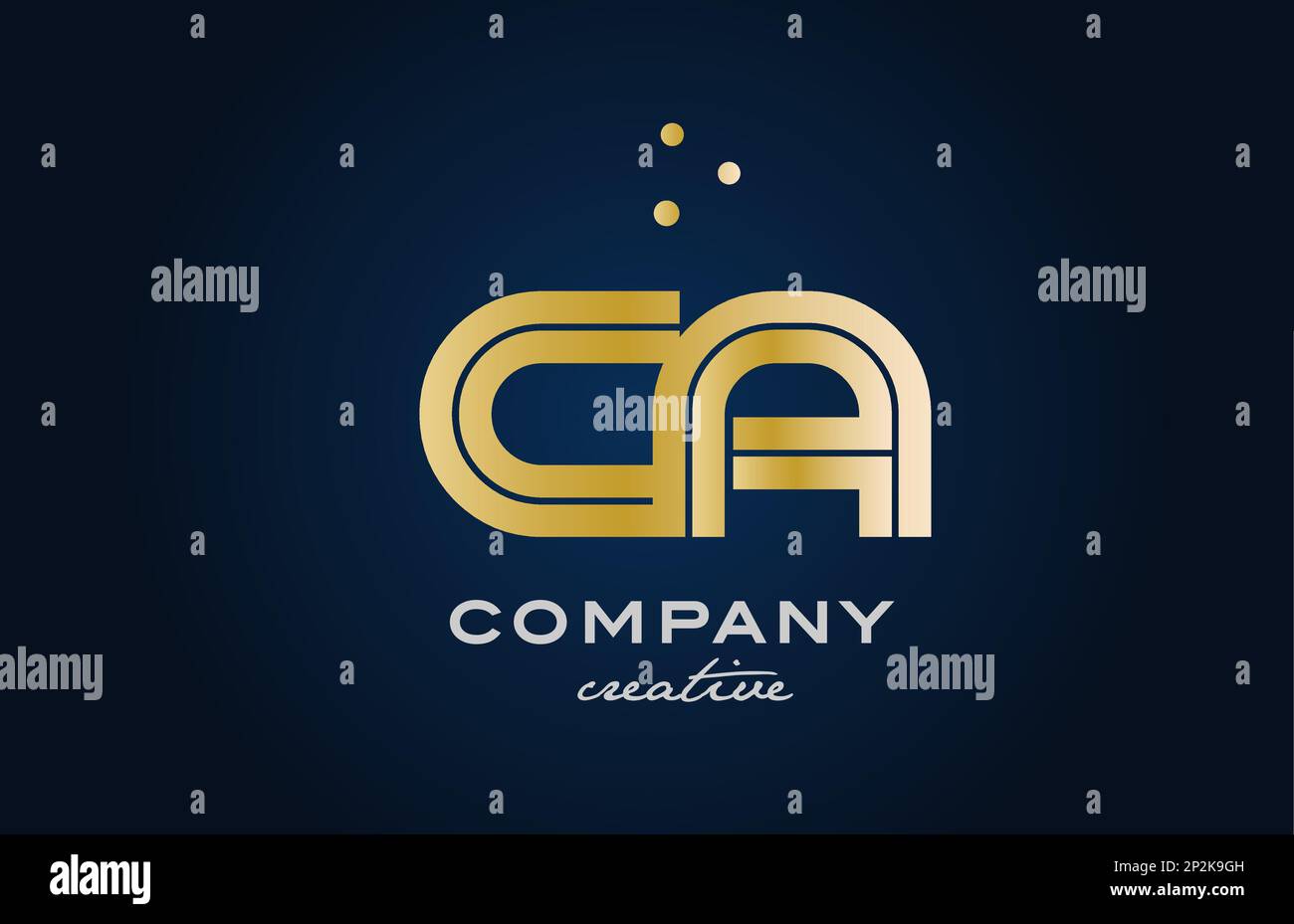 gold golden CA combination alphabet bold letter logo with dots. Joined ...
