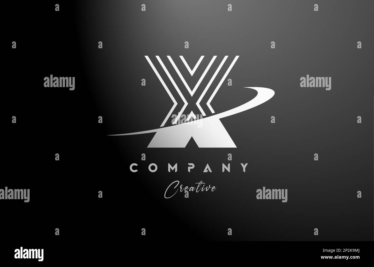 black white X alphabet letter logo icon design with swoosh. Creative ...