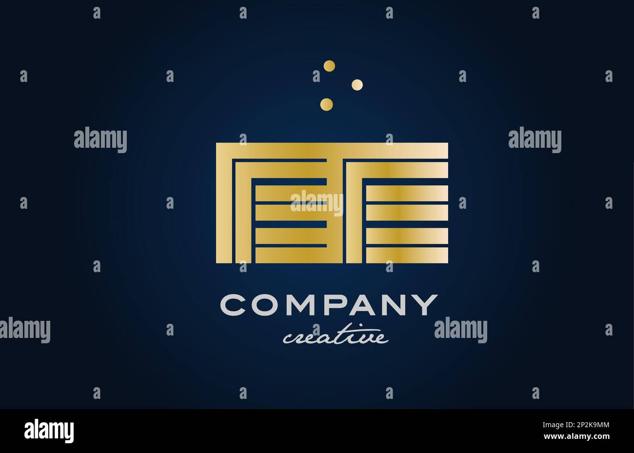 gold golden EE combination alphabet bold letter logo with dots. Joined ...