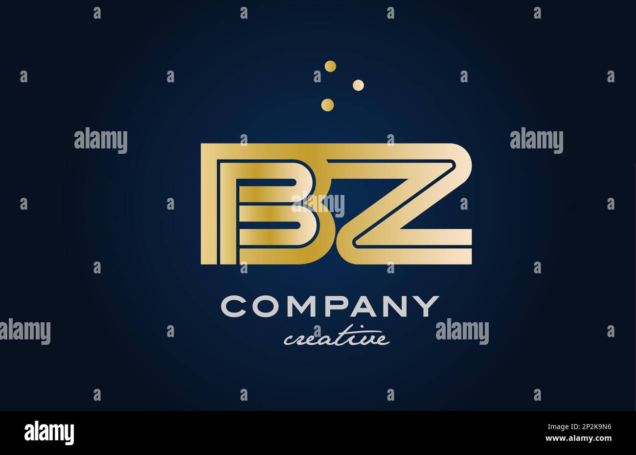 gold golden BZ combination alphabet bold letter logo with dots. Joined ...