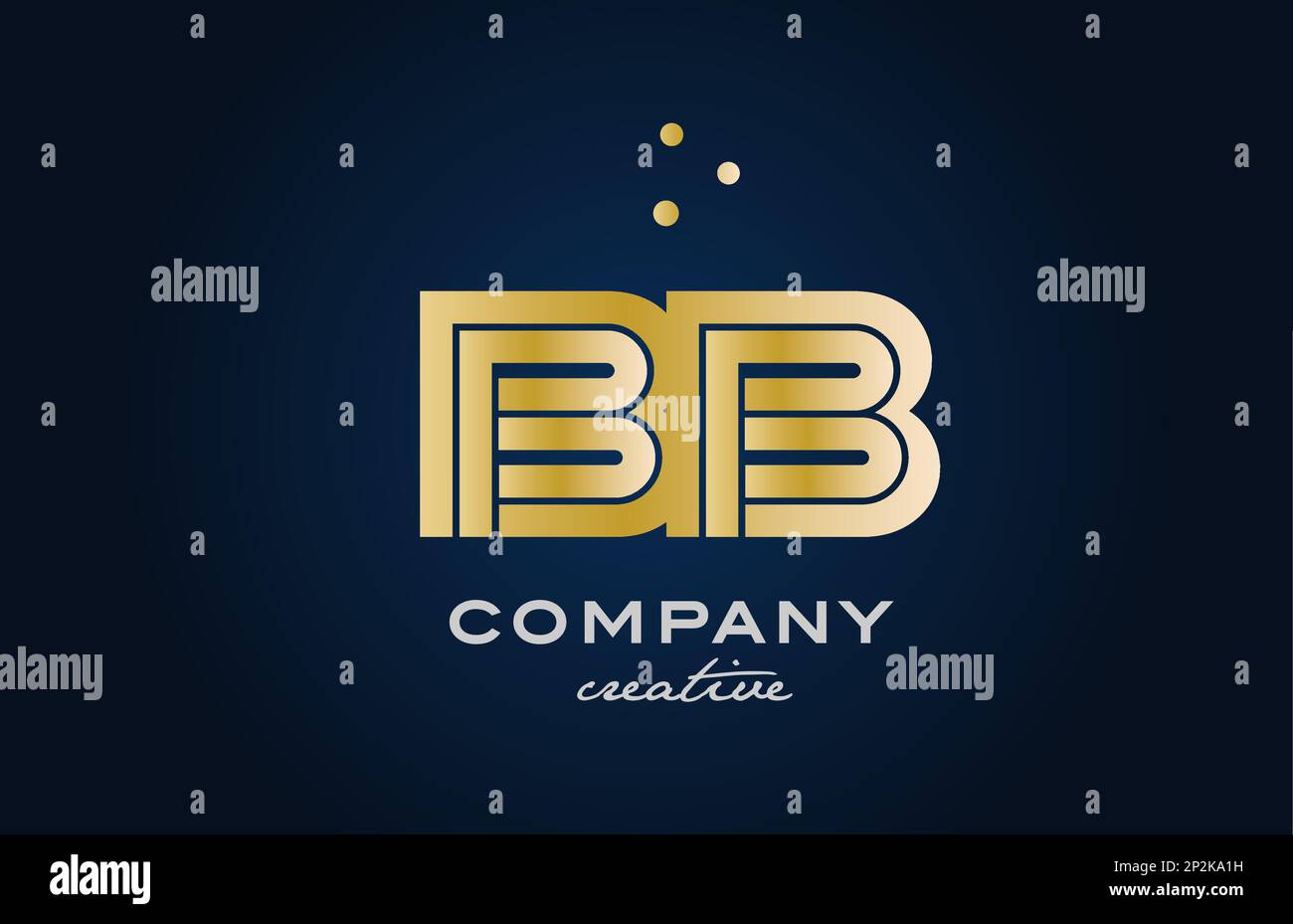 gold golden BB combination alphabet bold letter logo with dots. Joined ...