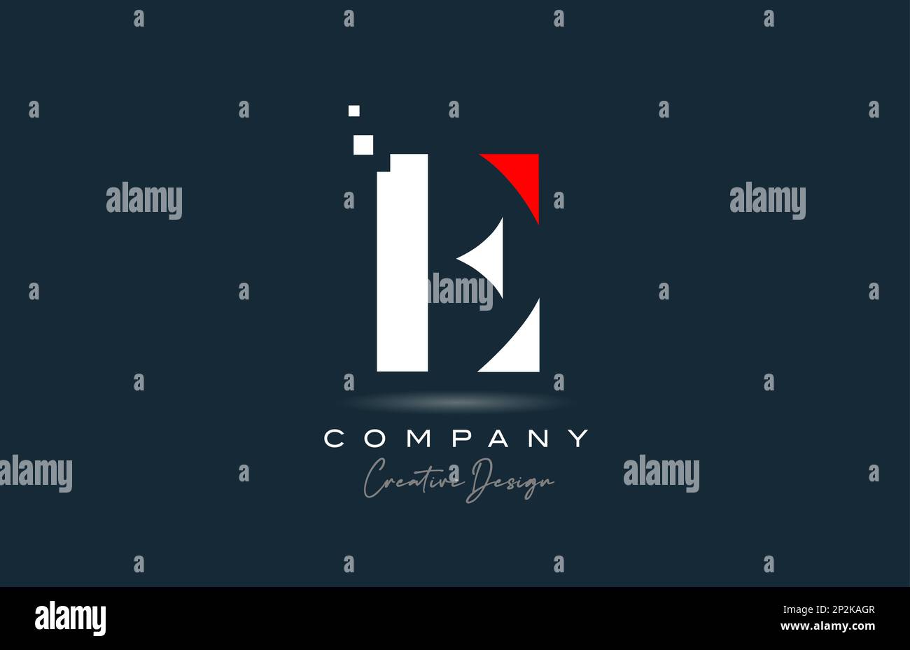 red white E alphabet letter logo icon design with dots. Creative ...