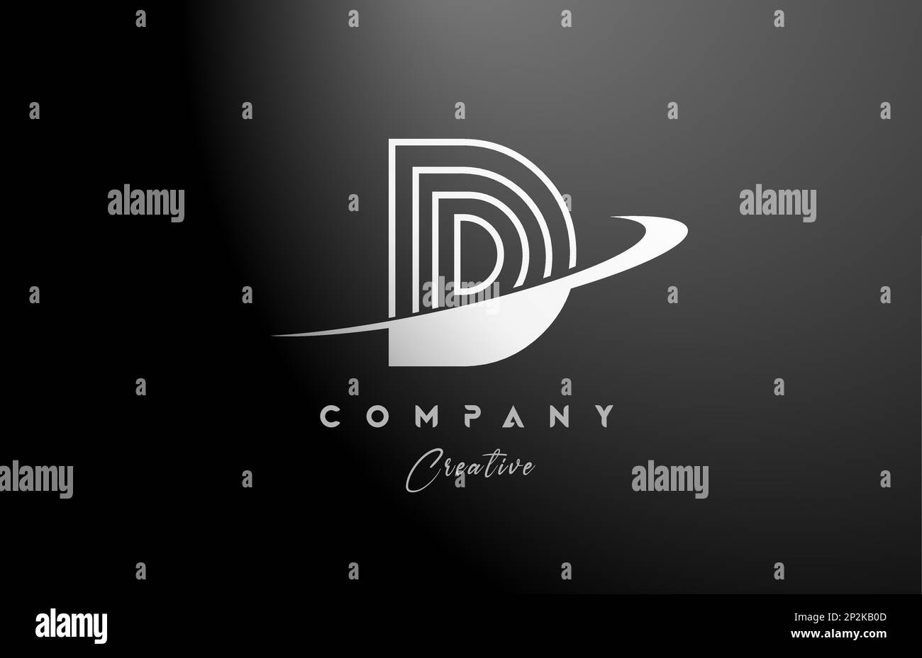 black white D alphabet letter logo icon design with swoosh. Creative ...