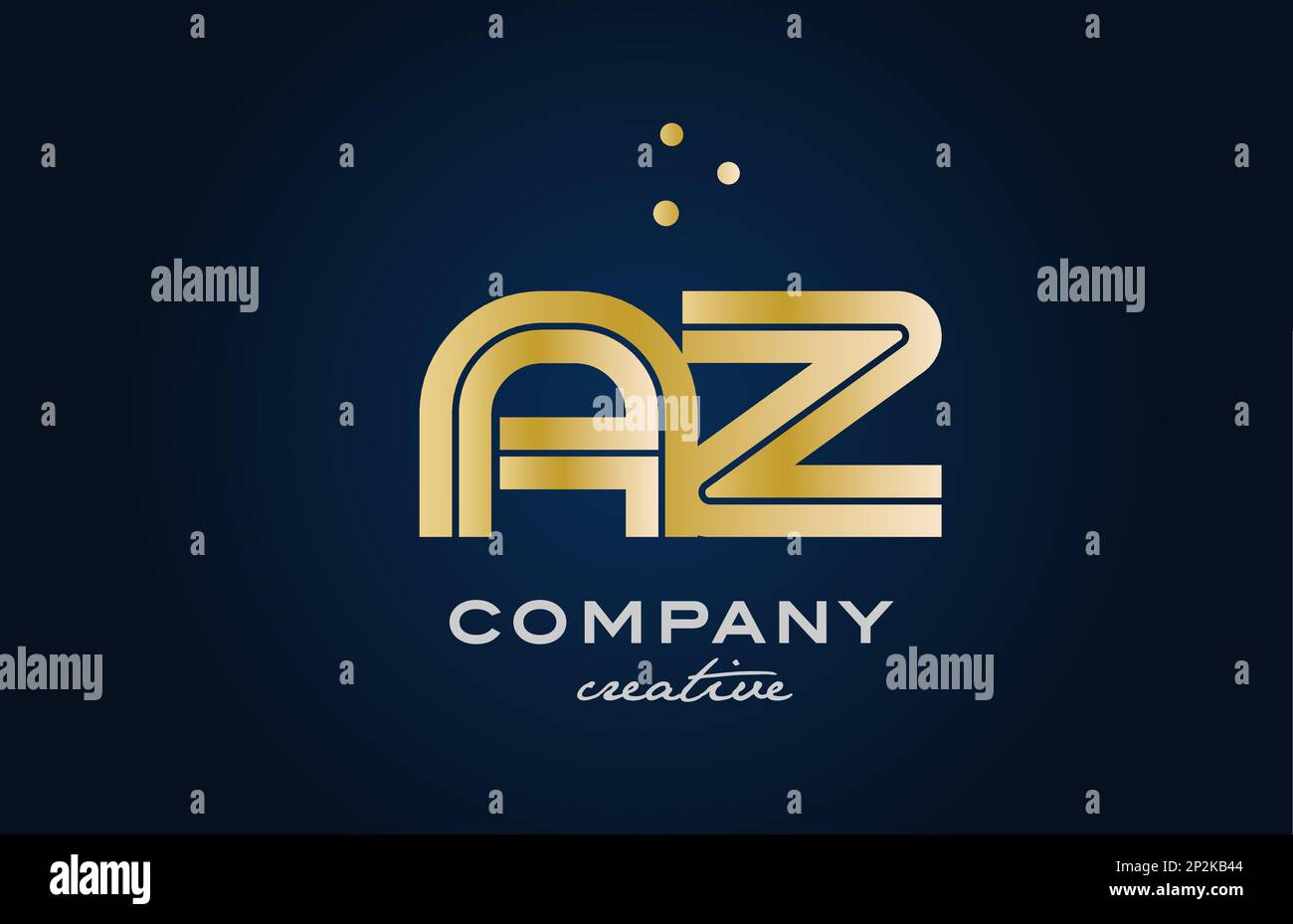 gold golden AZ combination alphabet bold letter logo with dots. Joined ...
