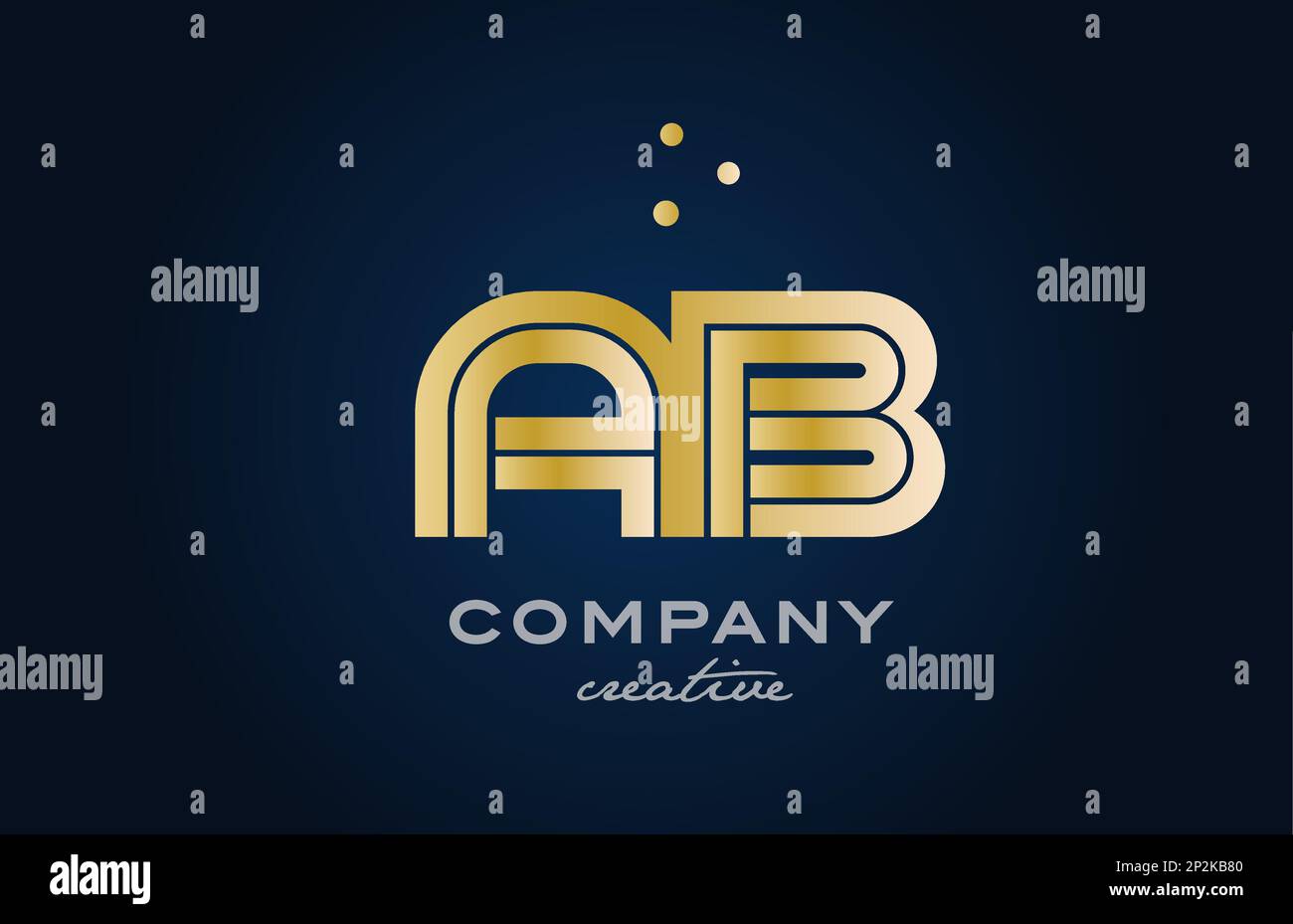 gold golden AB combination alphabet bold letter logo with dots. Joined ...