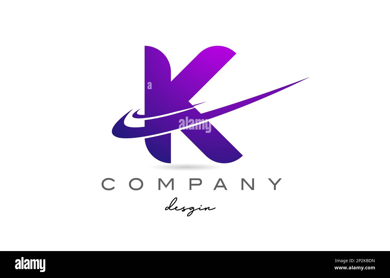 K purple alphabet letter logo with double swoosh. Corporate creative ...