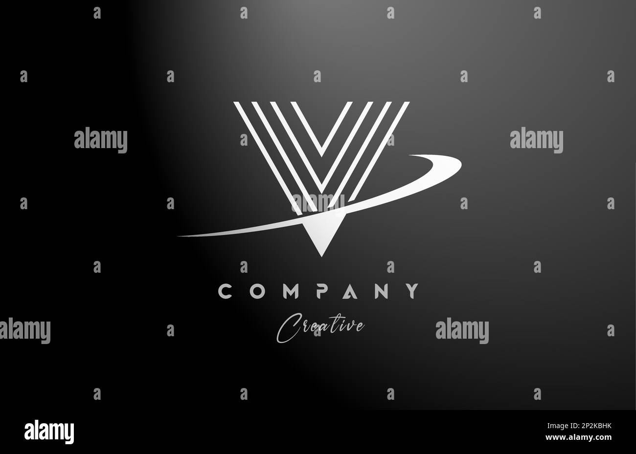 black white V alphabet letter logo icon design with swoosh. Creative ...