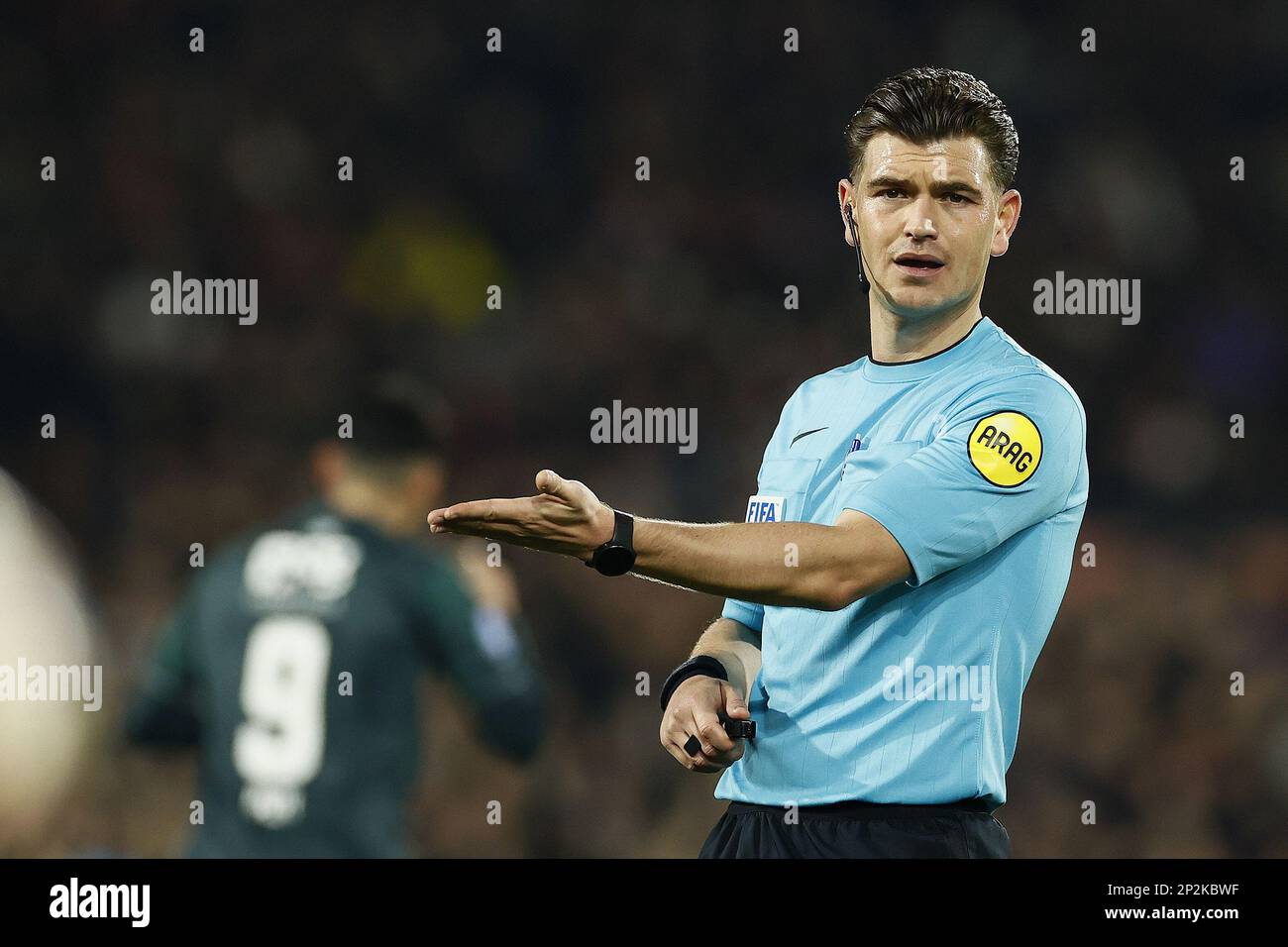 ROTTERDAM - Referee Joey Kooij during the Dutch premier league match ...