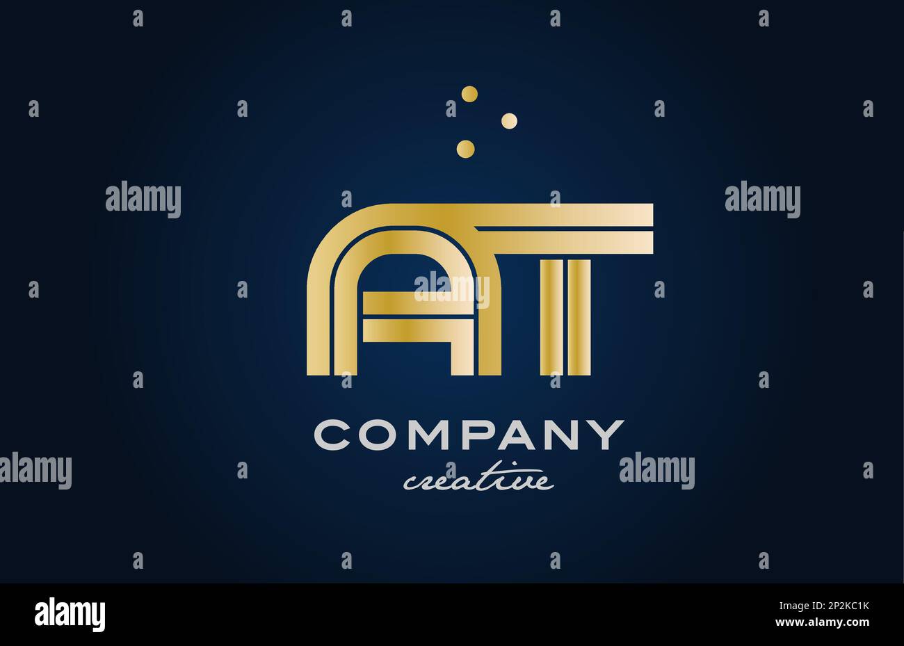 gold golden AT combination alphabet bold letter logo with dots. Joined ...