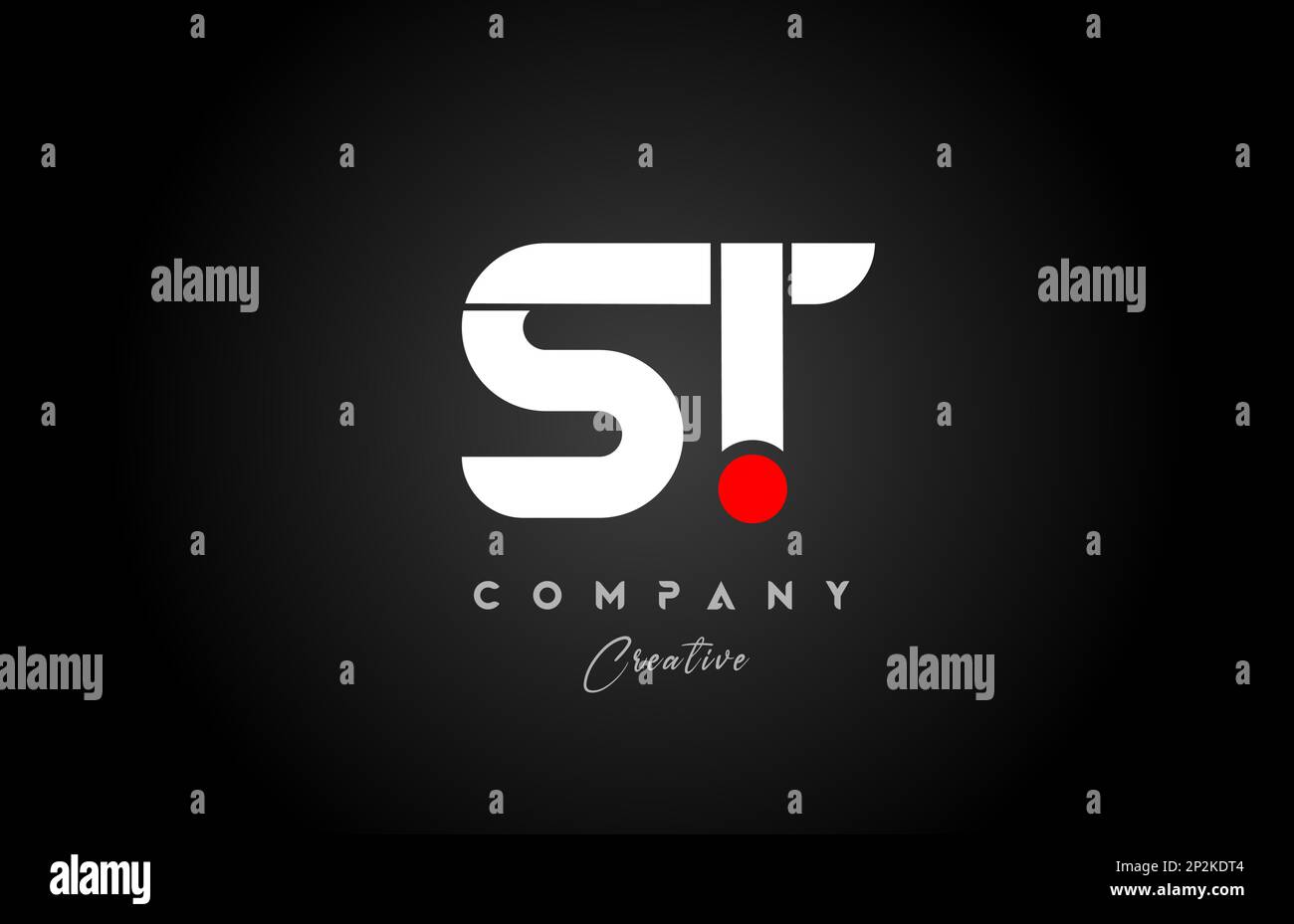 red white alphabet letter ST S T combination for company logo. Suitable ...