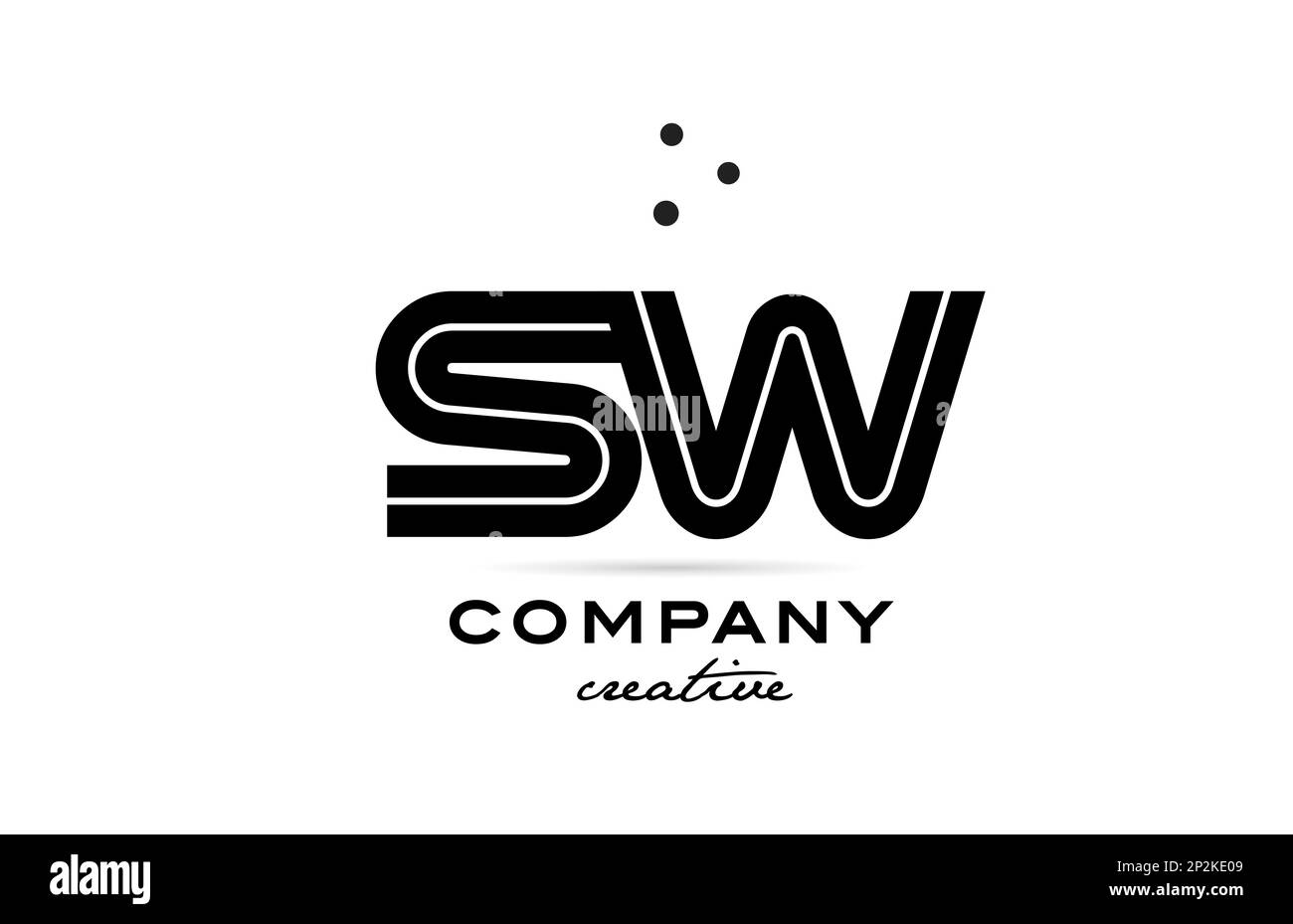 SW black and white combination alphabet bold letter logo with dots ...