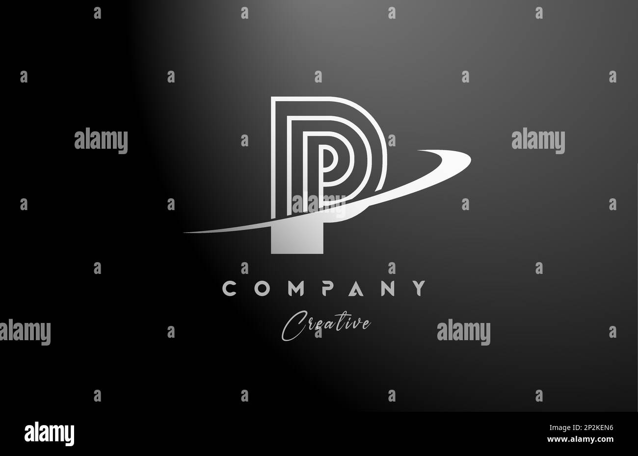 black white P alphabet letter logo icon design with swoosh. Creative ...