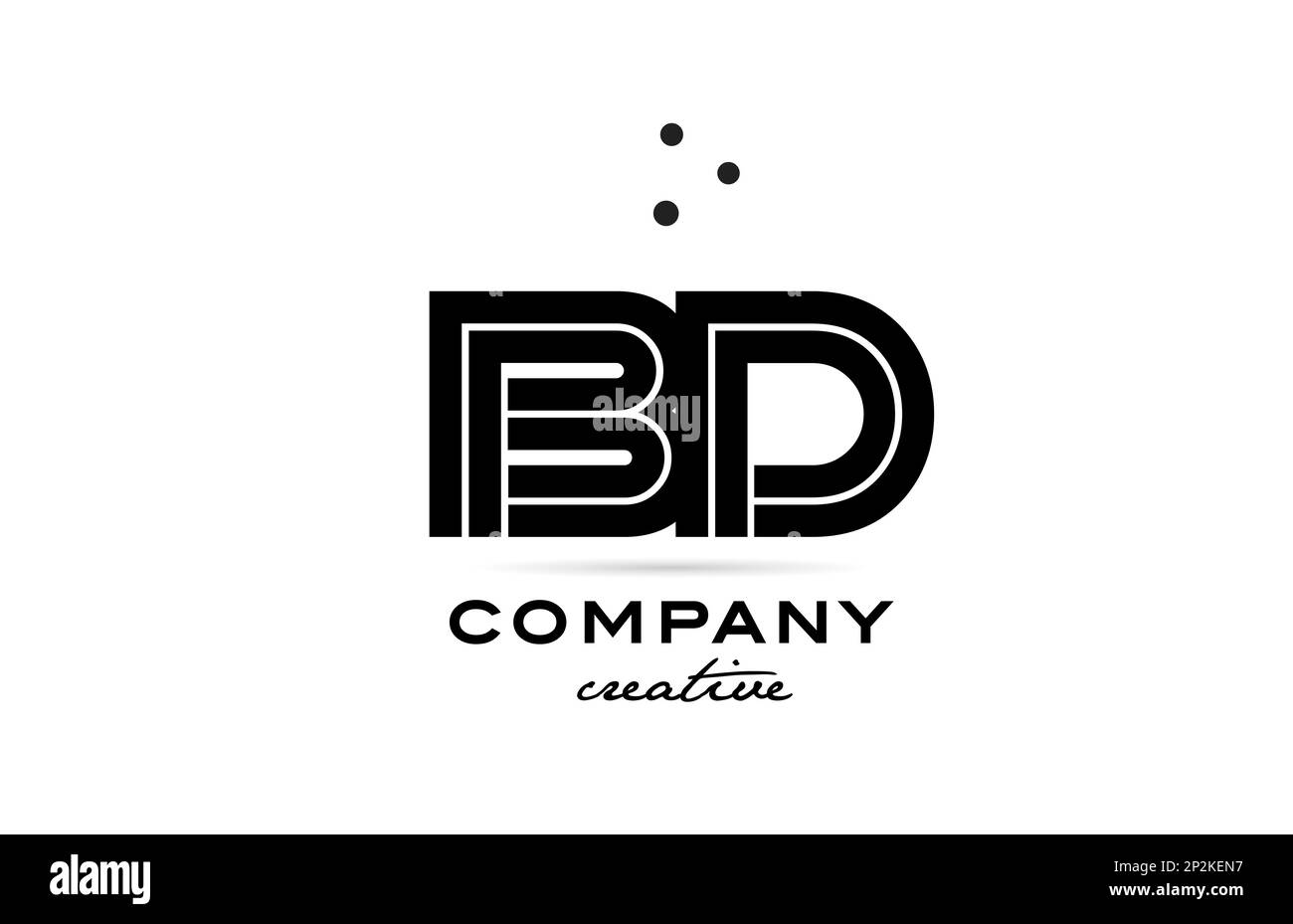 BD black and white combination alphabet bold letter logo with dots ...