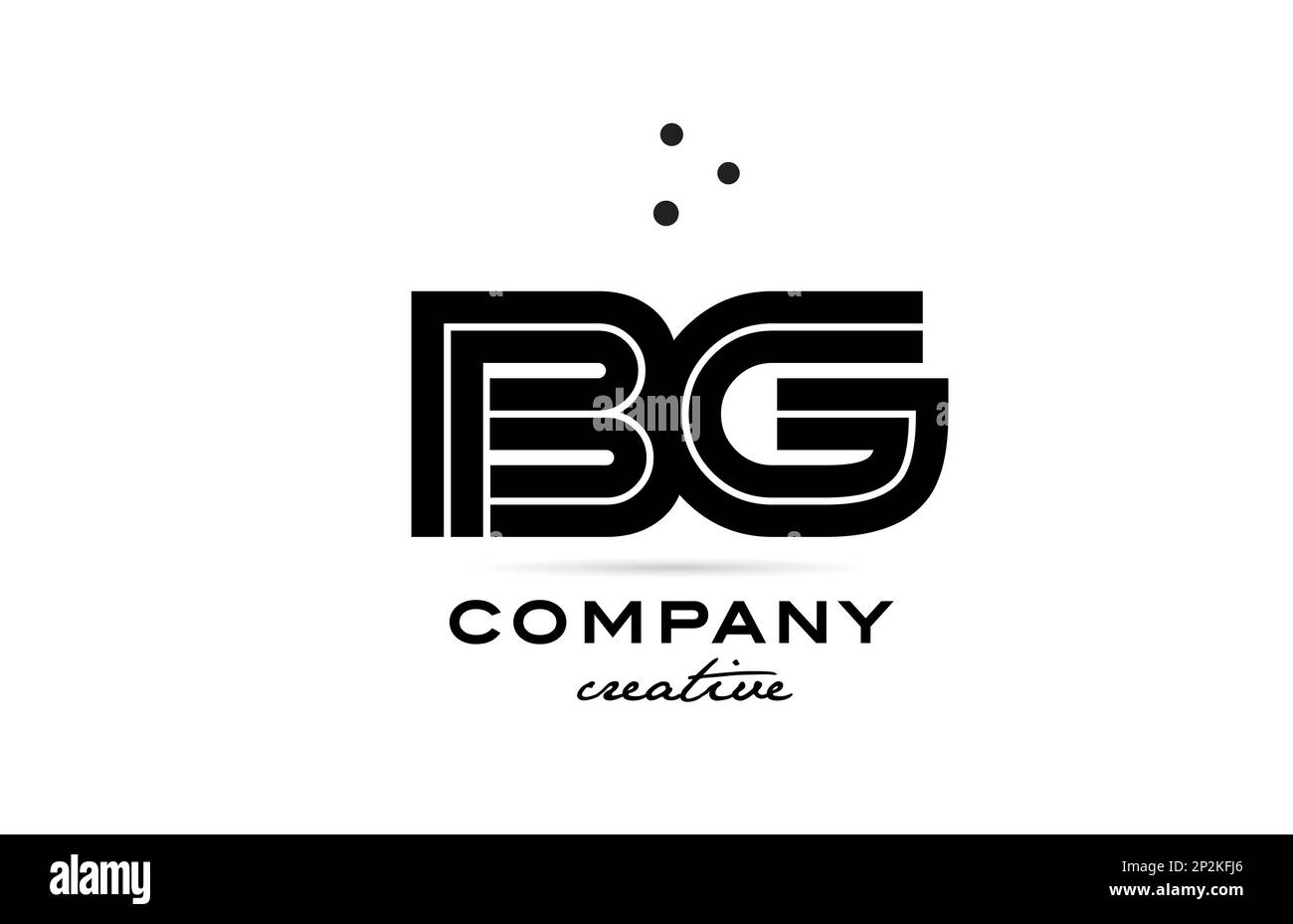 BG black and white combination alphabet bold letter logo with dots ...
