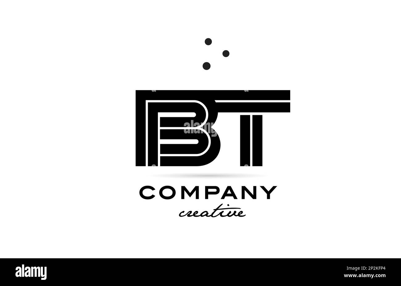 BT black and white combination alphabet bold letter logo with dots ...