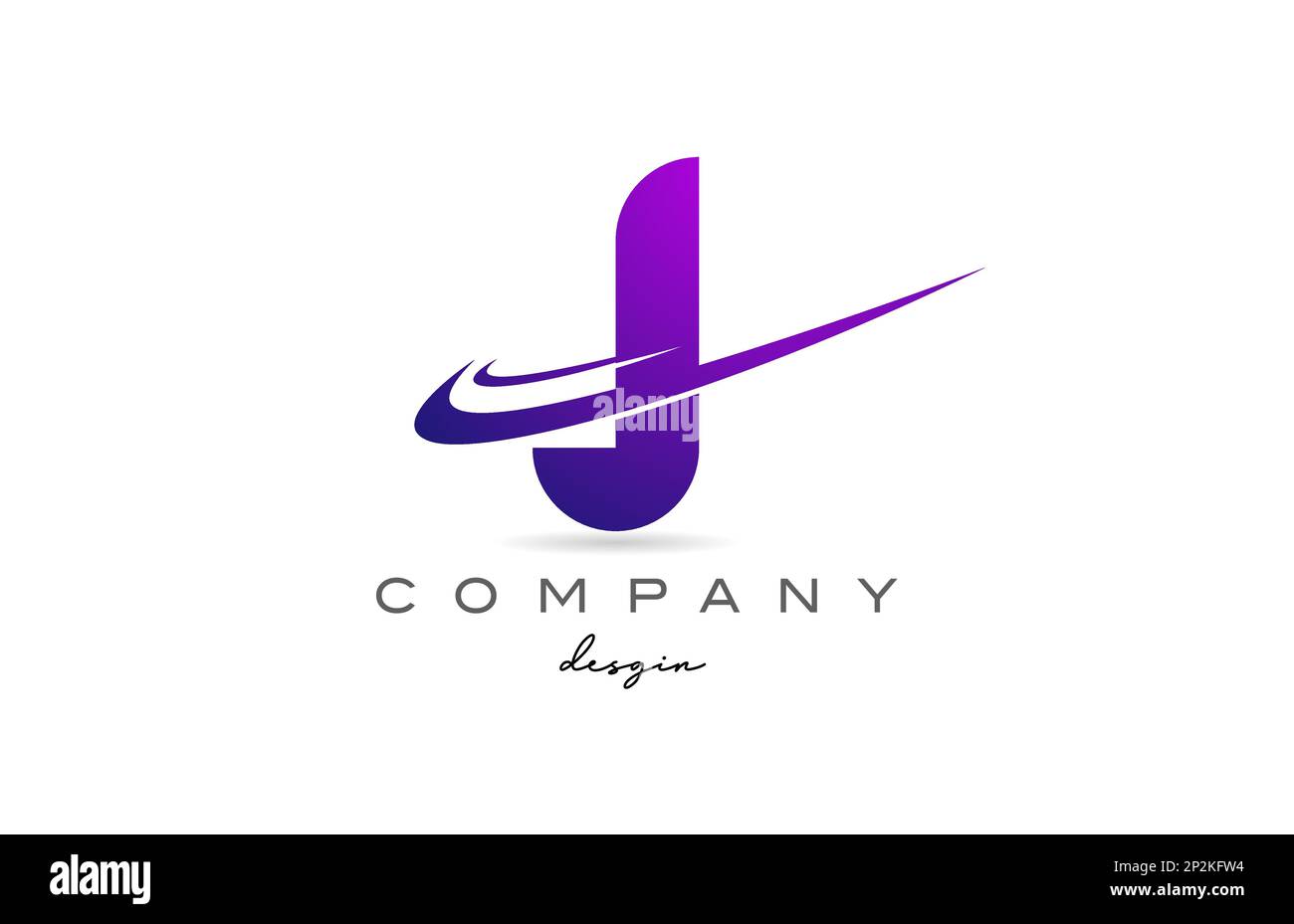 J purple alphabet letter logo with double swoosh. Corporate creative ...