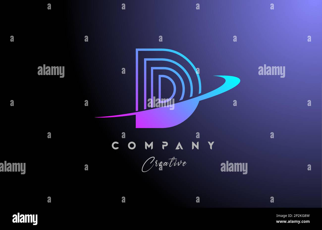 pink blue D alphabet letter logo icon design with swoosh. Creative line ...