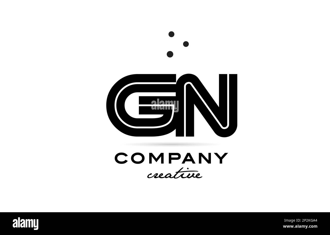 GN black and white combination alphabet bold letter logo with dots ...