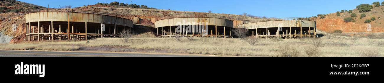Bisbee - Three Round Concrete Mining Structures - Panorama 1 Stock ...