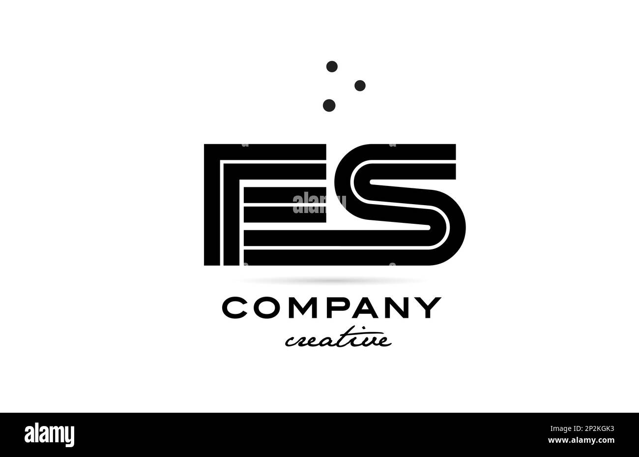 ES black and white combination alphabet bold letter logo with dots ...