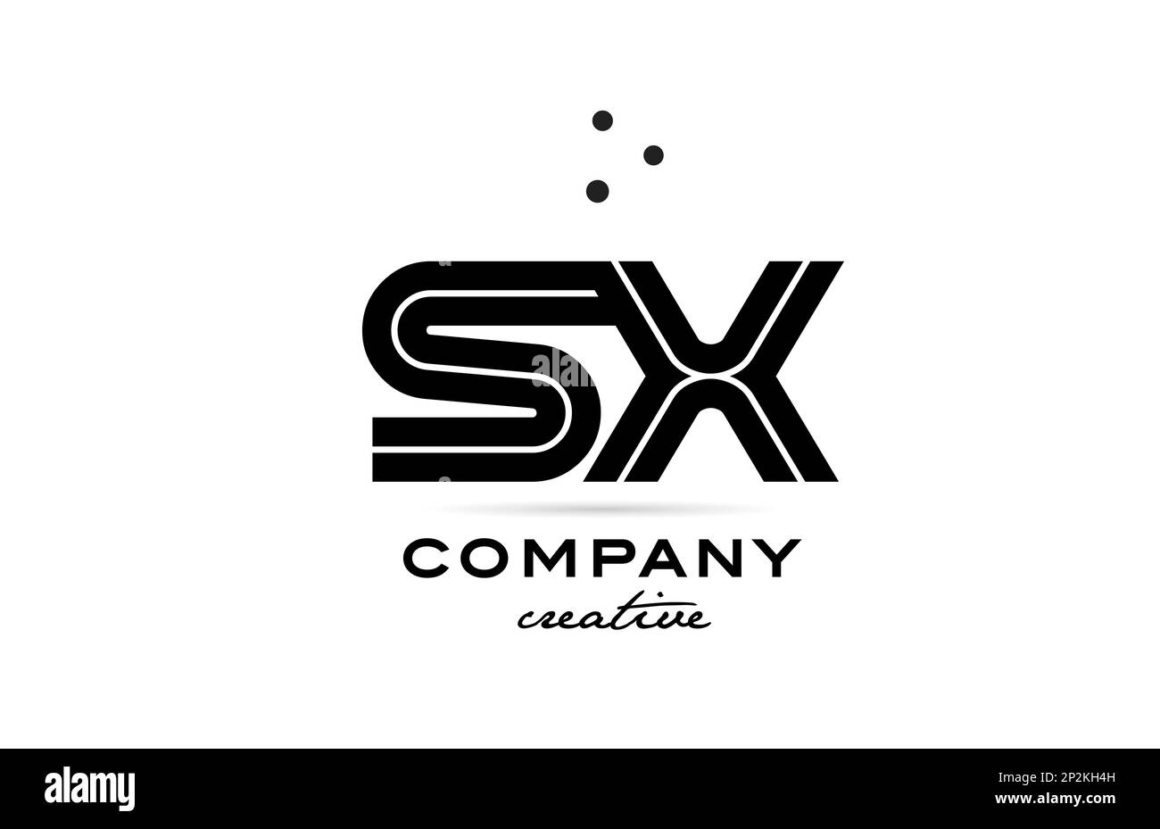 SX black and white combination alphabet bold letter logo with dots ...