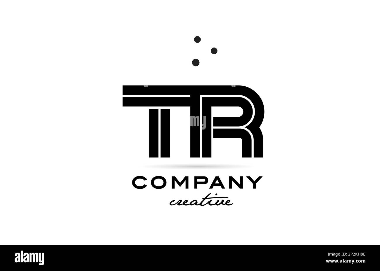 TR black and white combination alphabet bold letter logo with dots ...