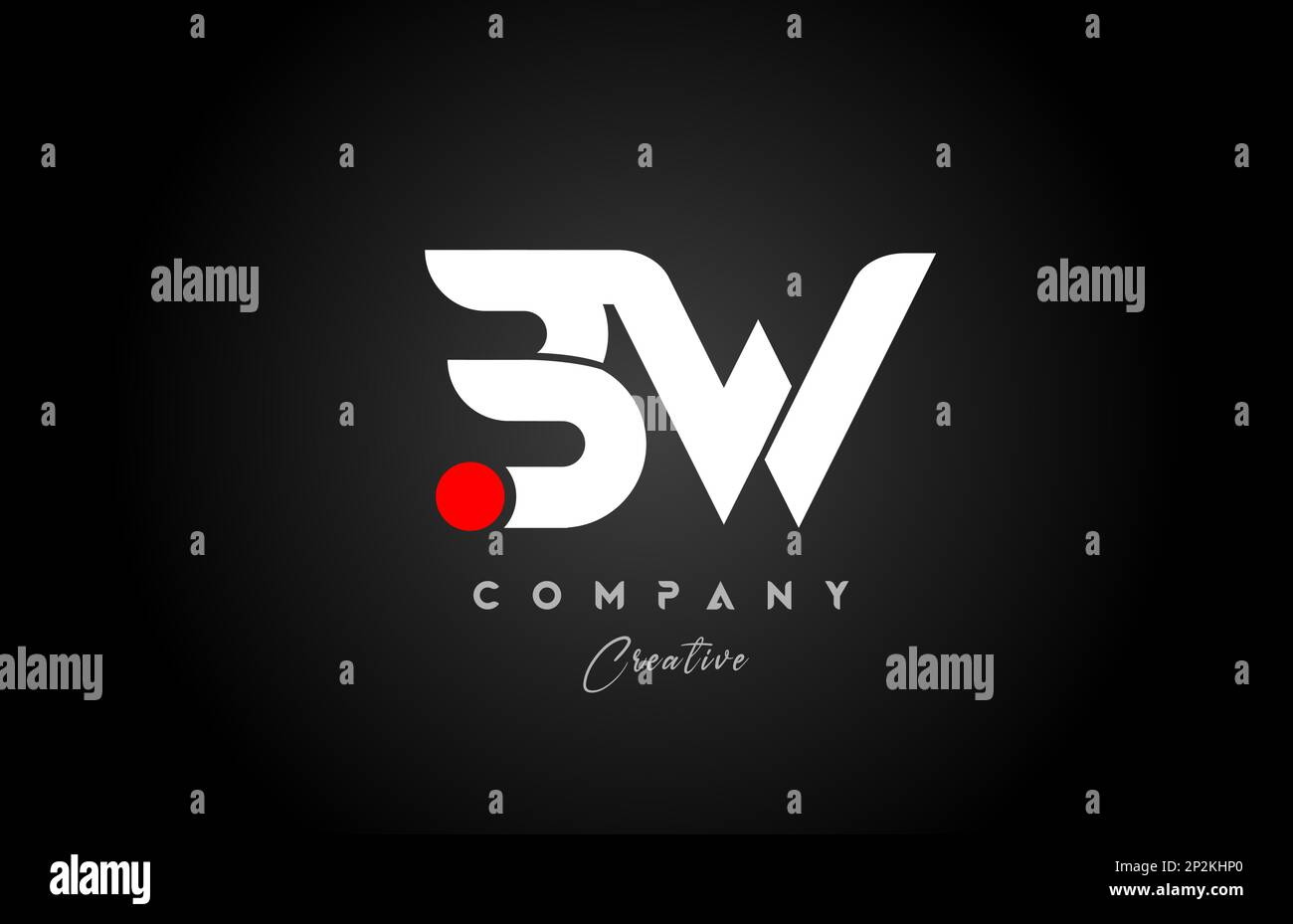 red white alphabet letter BW B W combination for company logo. Suitable ...