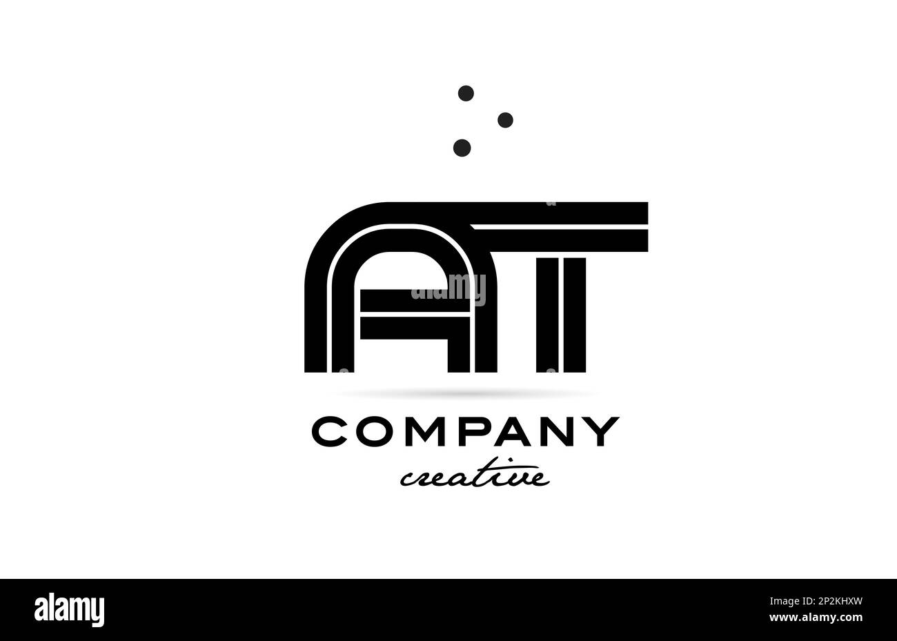 AT black and white combination alphabet bold letter logo with dots ...