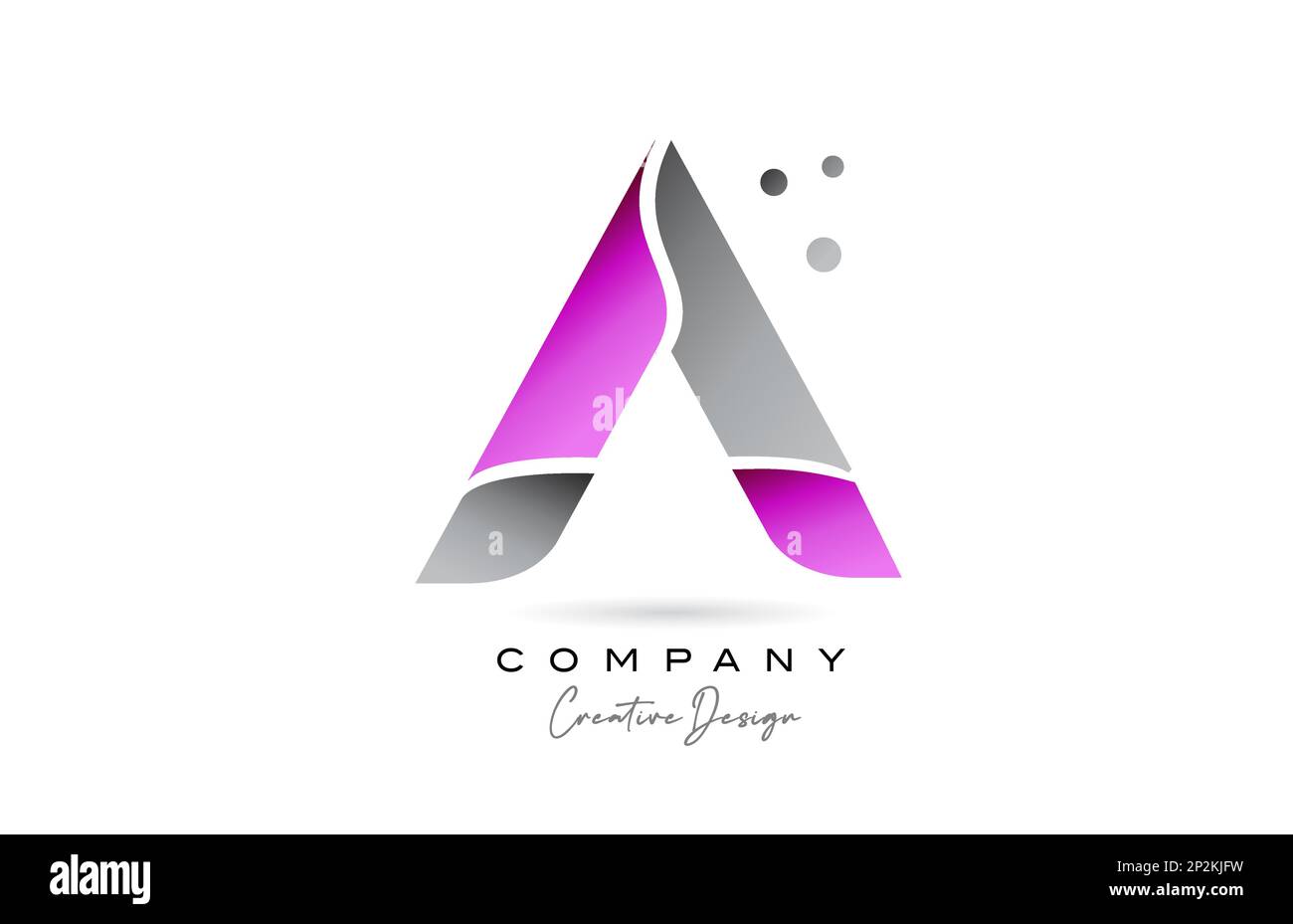 A pink grey alphabet letter logo icon design with dots. Creative ...