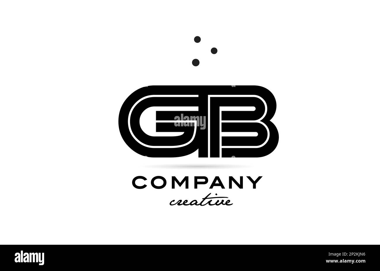 GB black and white combination alphabet bold letter logo with dots ...