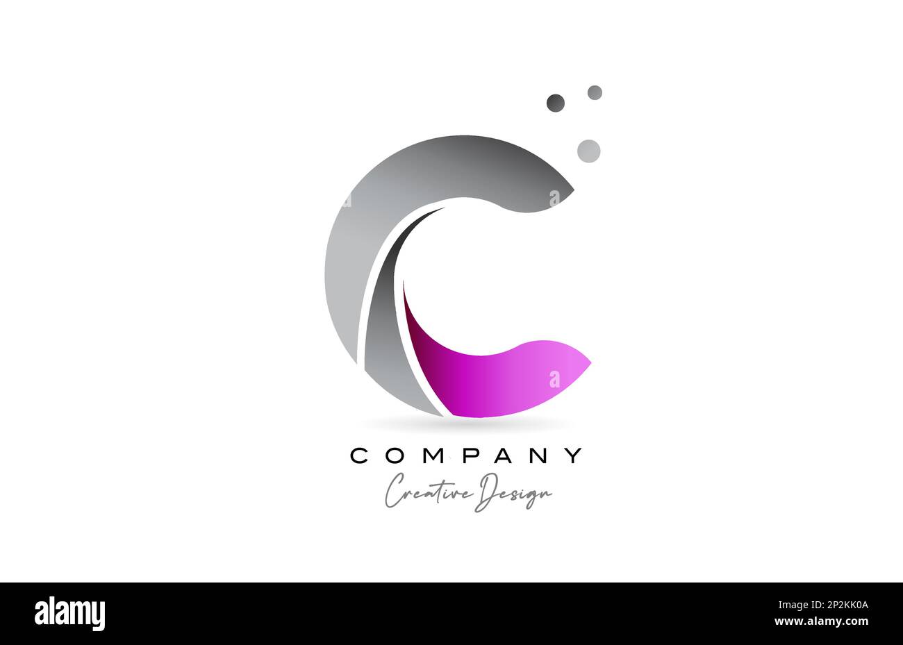 C pink grey alphabet letter logo icon design with dots. Creative ...