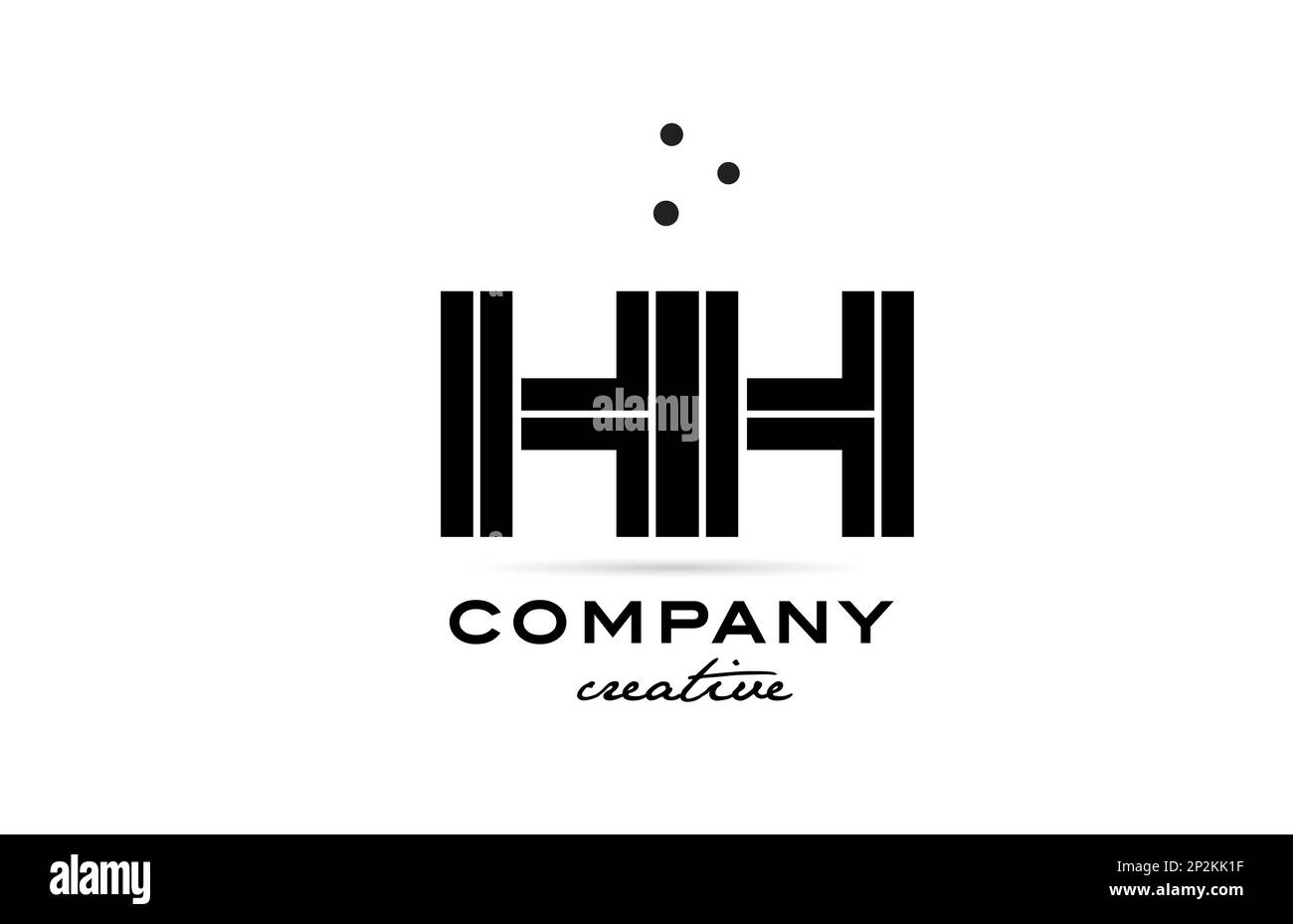 HH black and white combination alphabet bold letter logo with dots ...