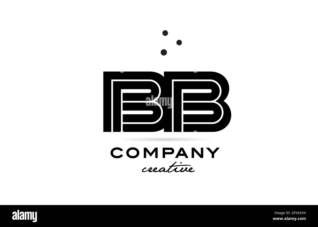 BB black and white combination alphabet bold letter logo with dots ...