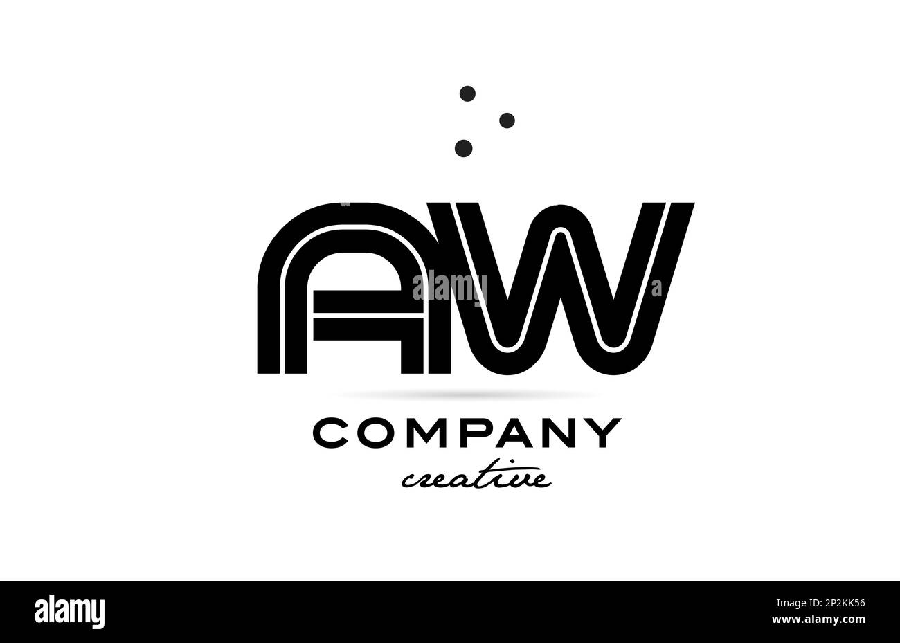 AW black and white combination alphabet bold letter logo with dots ...